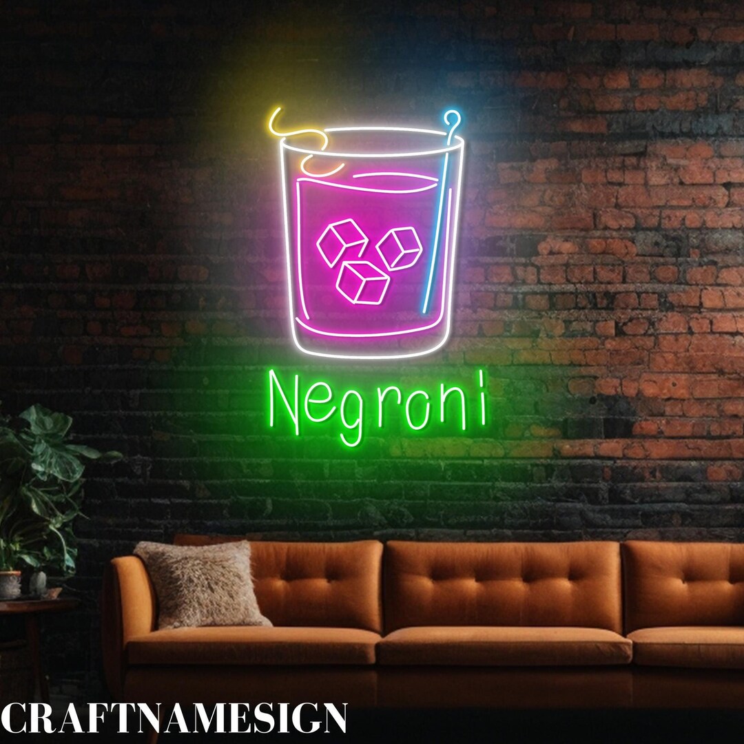 Negroni Neon Sign, Negroni Cocktail Led Sign, Custom Neon Led Light ...