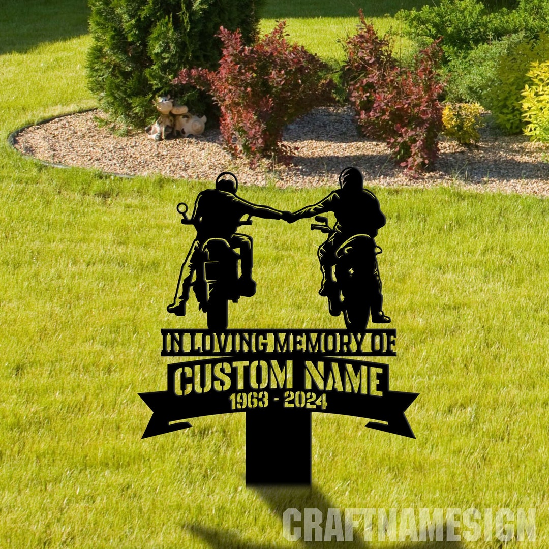 Personalized Biker Motorcycle Memorial Stake,motocross Rider Metal Yard ...