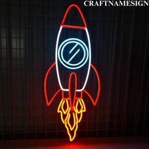 Cartoon Space Rocket Led Sign, Space Rocket Neon Sign, Custom Neon Sign ...