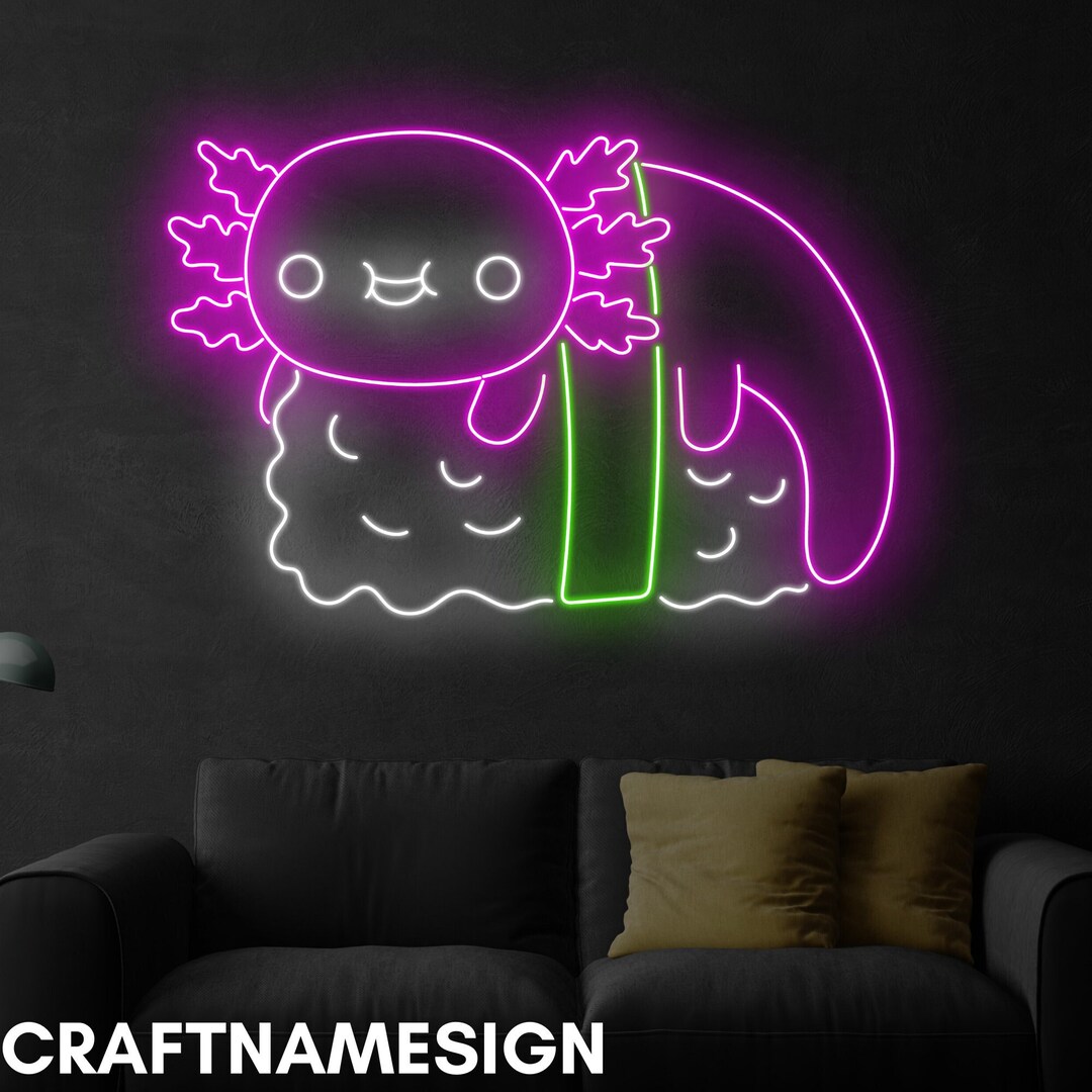 Axolotl Sushi Neon Sign, Japanese Sushi Led Sign, Custom Neon Sign ...