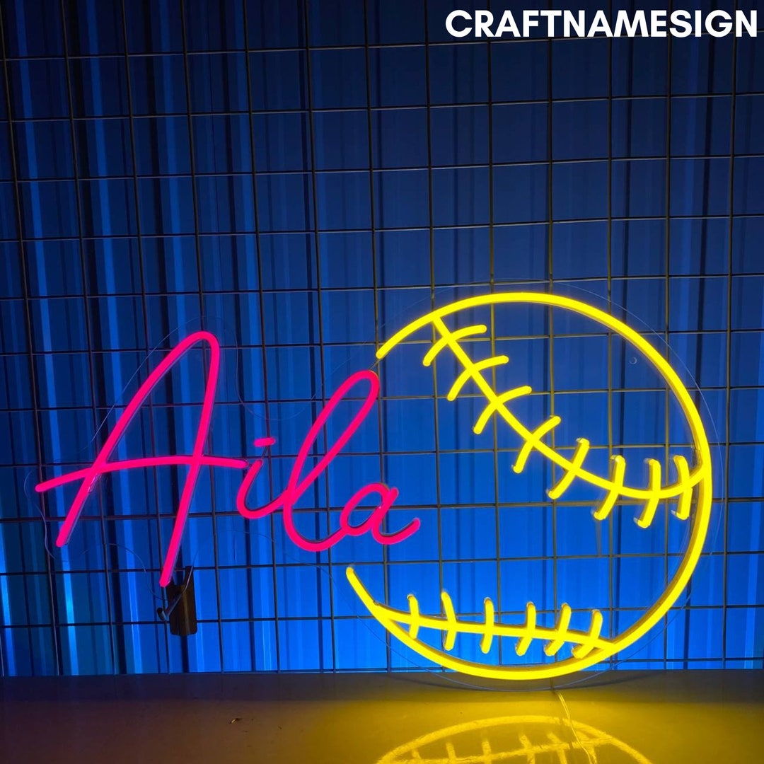 Custom Name Baseball Neon Sign, Baseball Led Sign, Custom Neon Sign ...