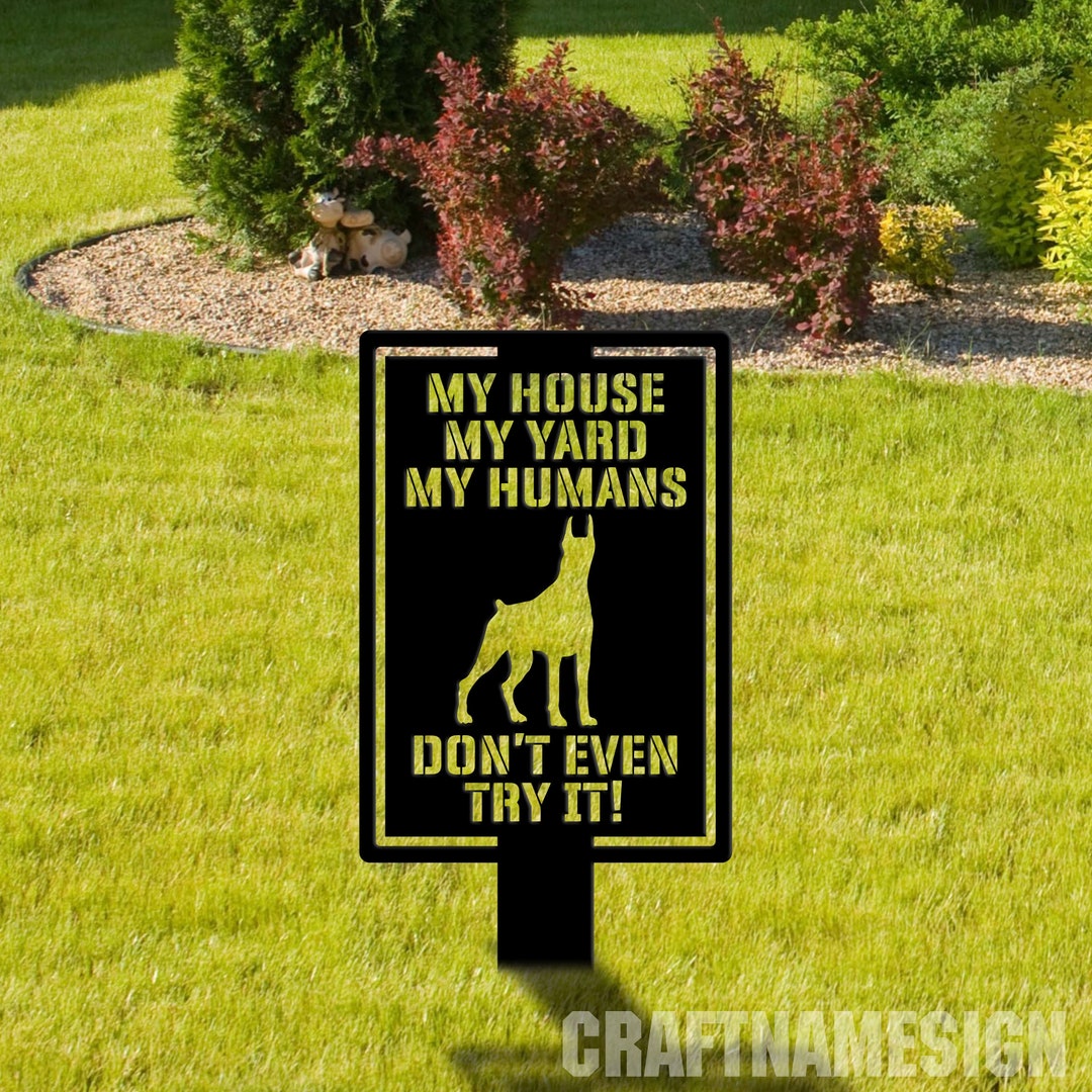 Personalized Warning Dobermann Dog Metal Sign, Backyard Garden Stake ...