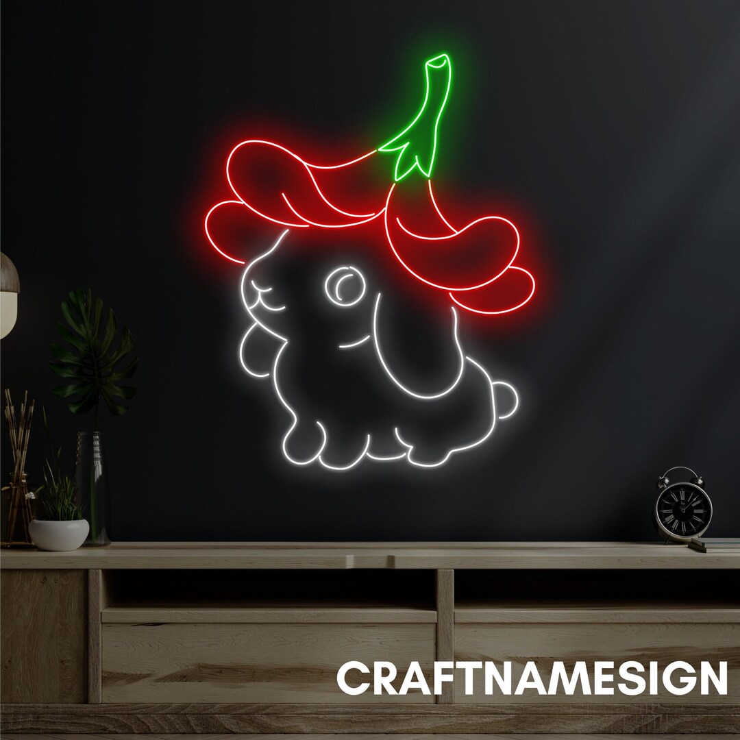 Flower Bunny Neon Sign, Flower Bunny Led Sign, Custom Neon Sign, Rabbit ...