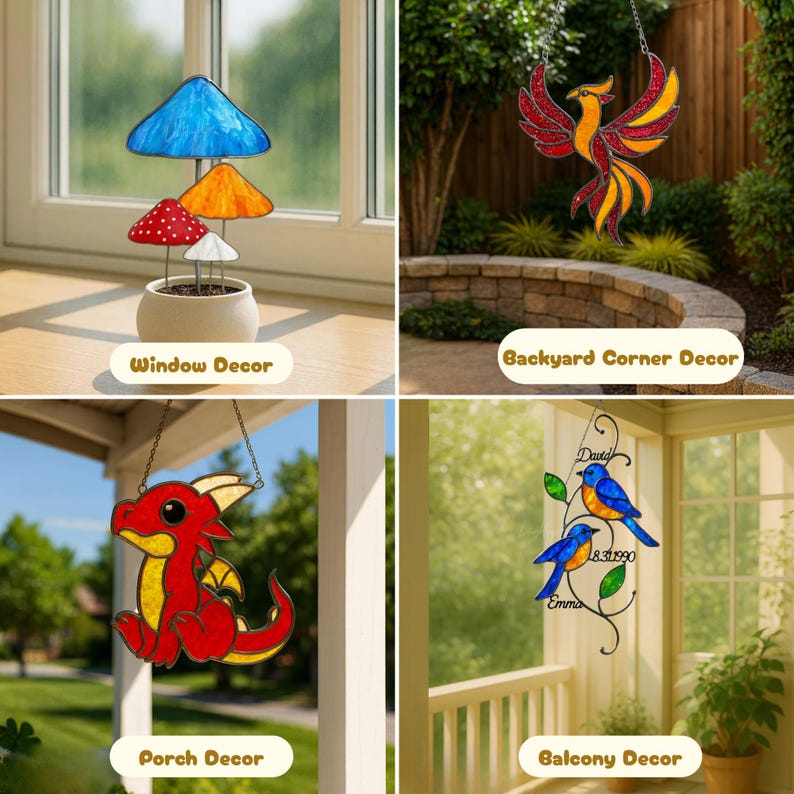 Personalized Cute Chick Stained Glass Window Ornament, Custom Farm Art ...