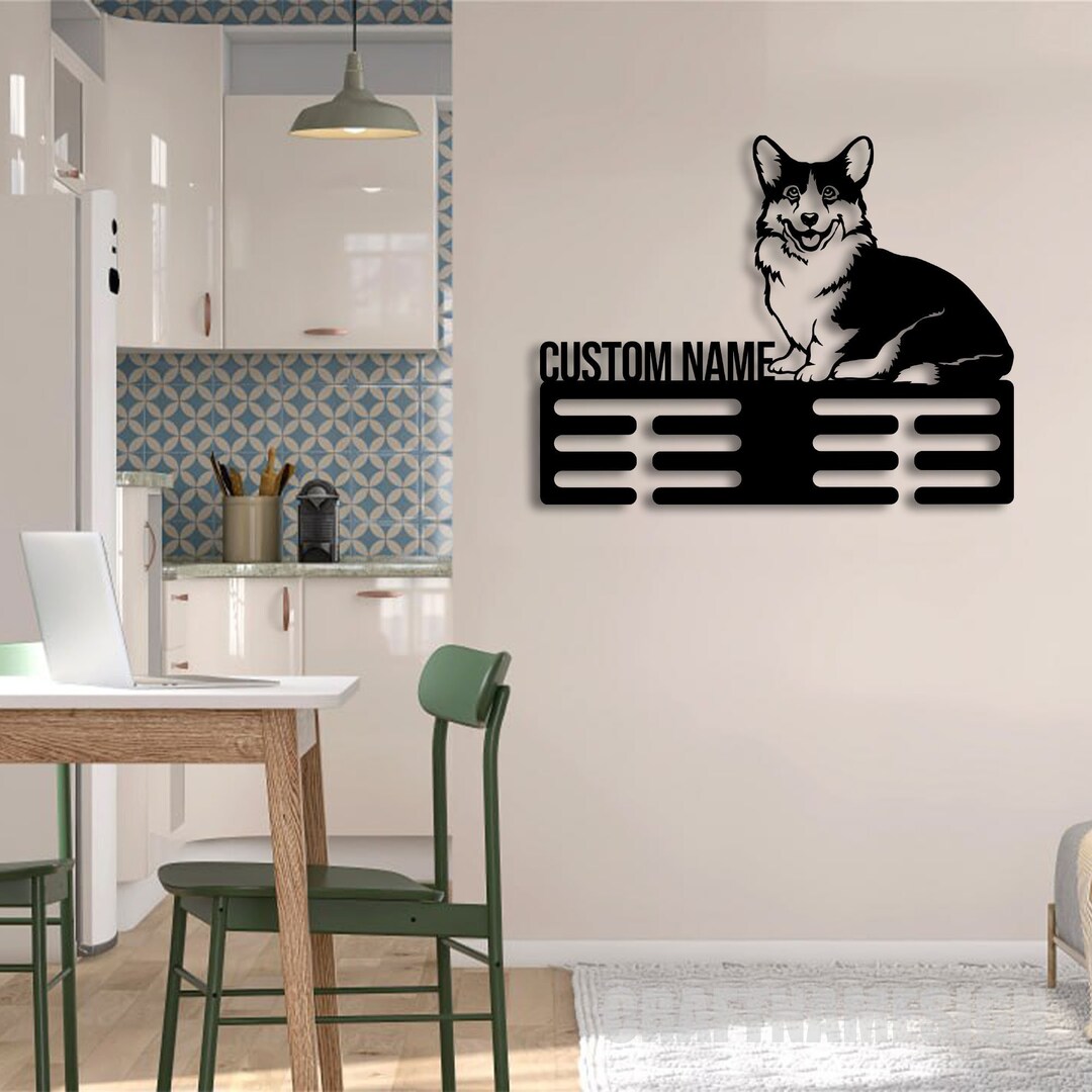 Custom Corgi Dog Metal Hanger, Corgi Dog Wall Hanging Decorative Art ...