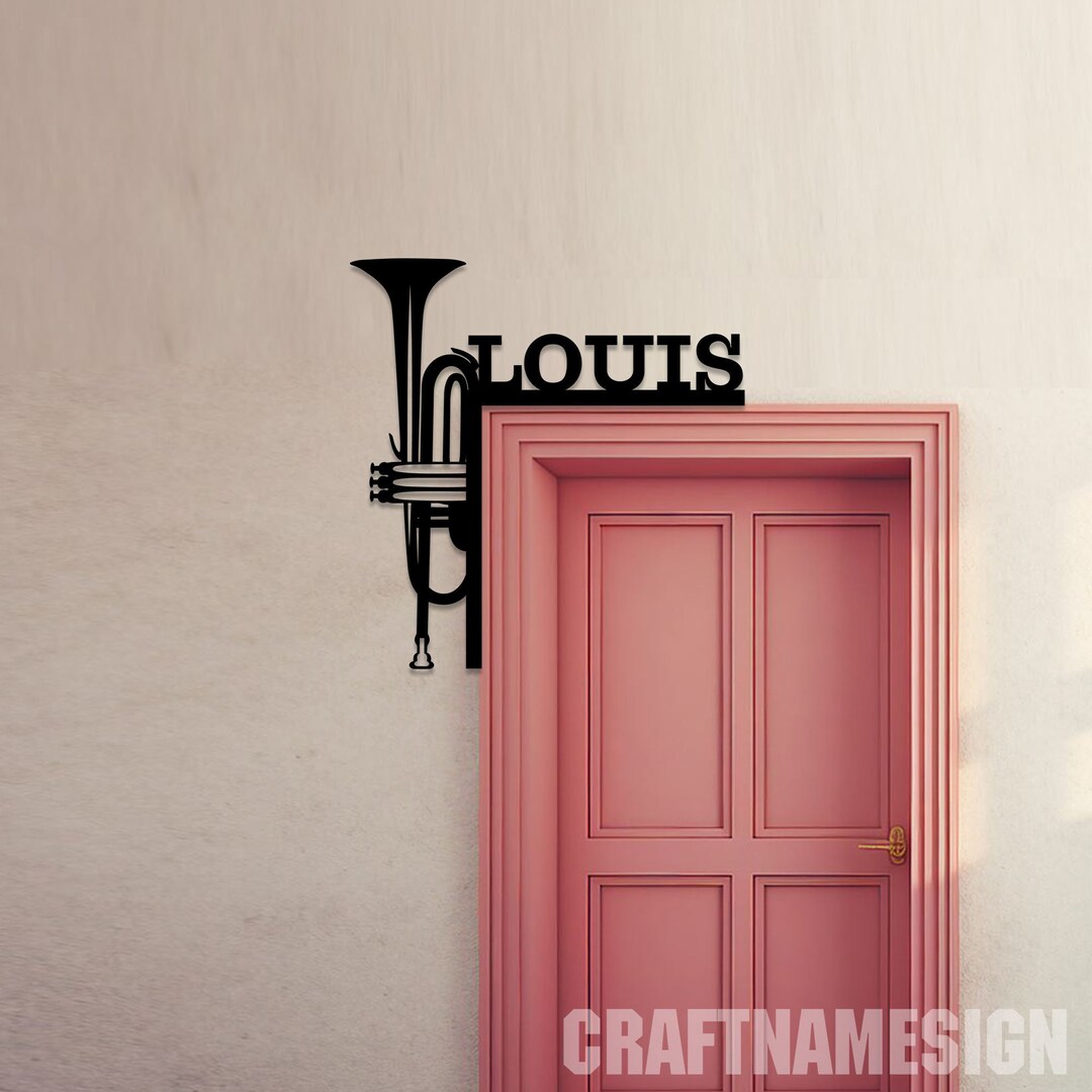 Custom Trumpet Door Corner Metal Wall Art, Trumpet Door Topper, Toilet ...
