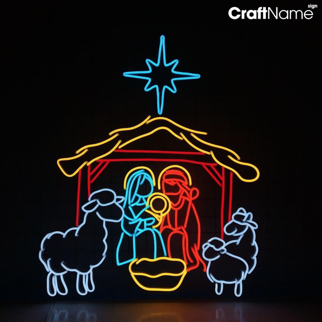 Holy Family Neon Sign, Holy Night Led Sign, Custom Neon Sign, Nativity ...