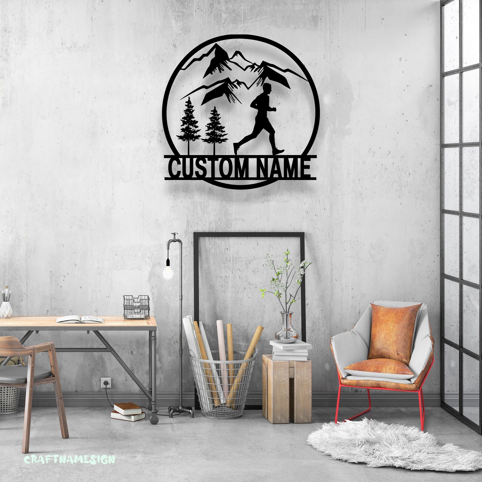 Custom Man Trail Running Metal Wall Art LED Light - Etsy