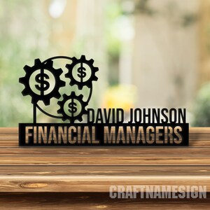 Custom Financial Manager Desk Name Plate, Financial Metal Nameplate for ...