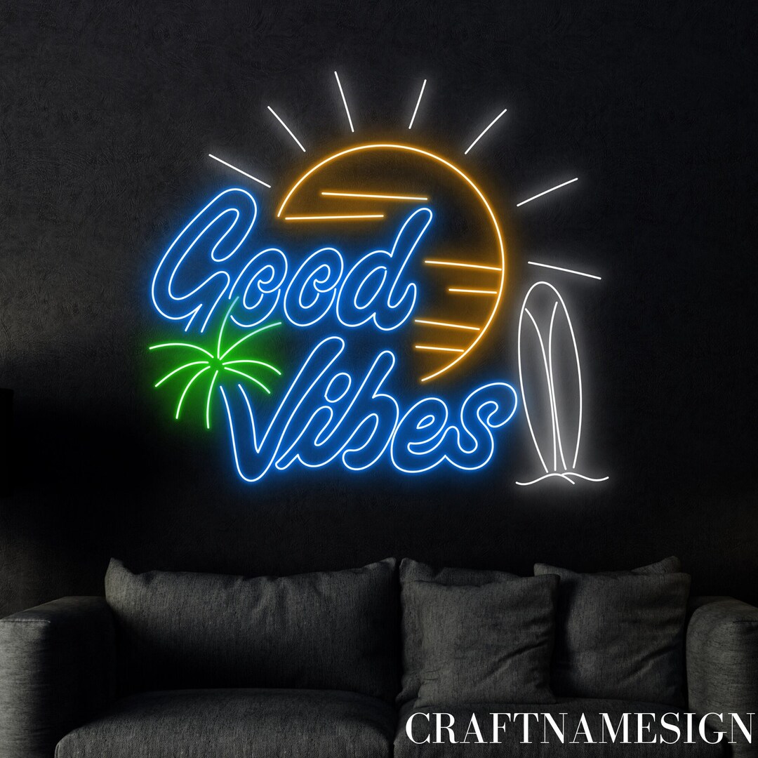 Good Vibes Neon Sign, Beach Party Led Sign, Custom Neon Sign, Sunrise ...