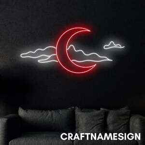 Crescent Moon Neon Sign, Crescent Moon Led Sign, Custom Neon Sign, Bar ...