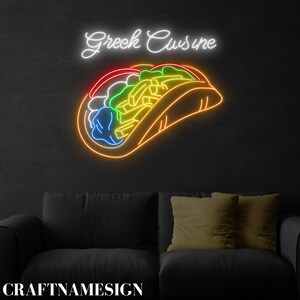 Greek Cuisine Neon Sign, Greek Gyro Meat Potato Led Sign, Custom Neon ...