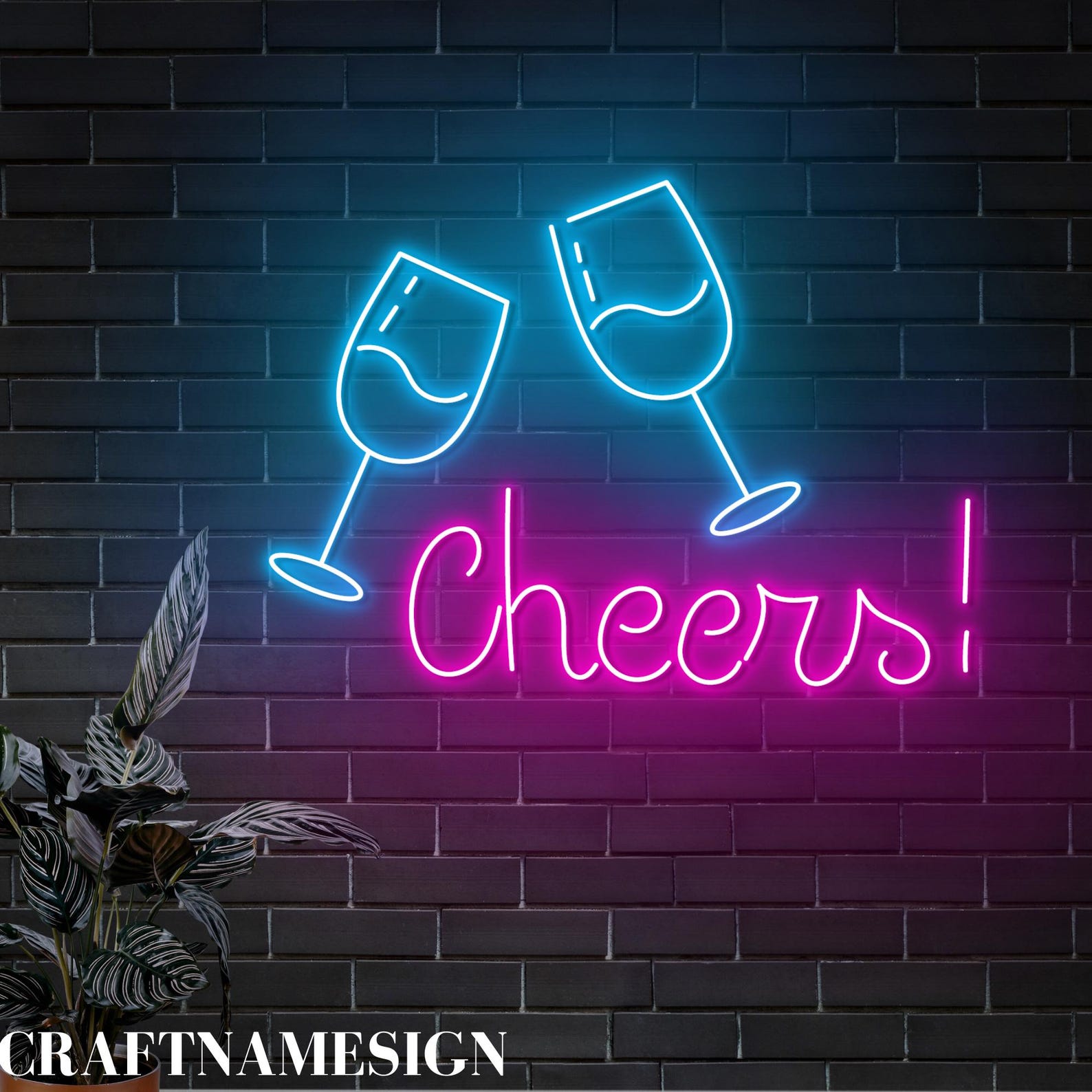 Cheers Neon Signboard for Cocktail Bar Decor, Custom Neon Sign, Open ...