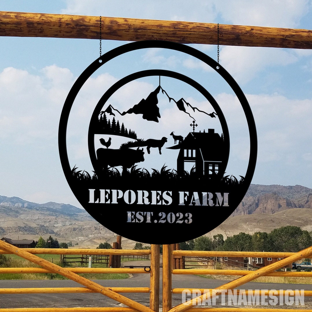 Custom Outdoor Metal Farm Sign, Metal Name Sign Outdoor, Personalized ...