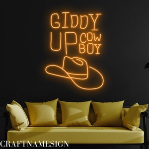 Giddy up Cowboy Neon Sign, Western Bar Pub Neon Sign, Custom Neon Sign ...
