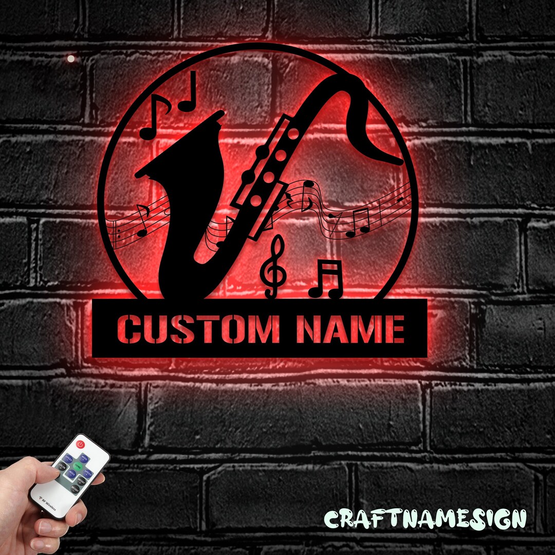 Custom Saxophone Musical Instrument Metal Wall Art LED Light ...