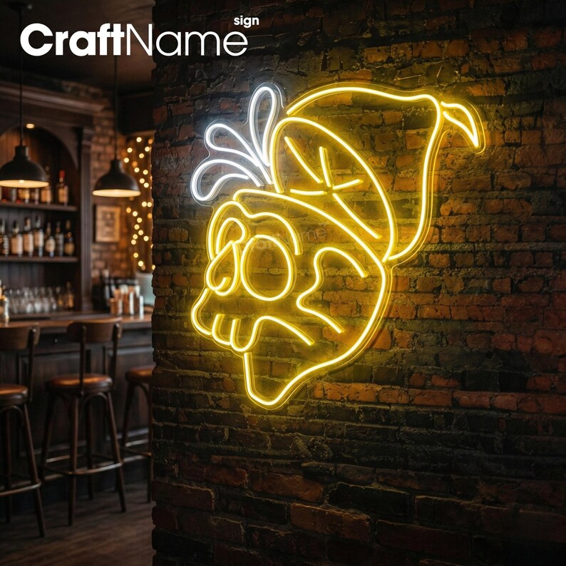 Skull Lemon Neon Sign, Stylish LED Wall Decor for Home Bar or Cocktail ...