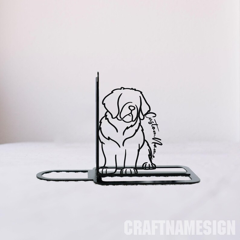 Custom Bookend St. Bernard Metal Office Sign, Personalized Name Book ...