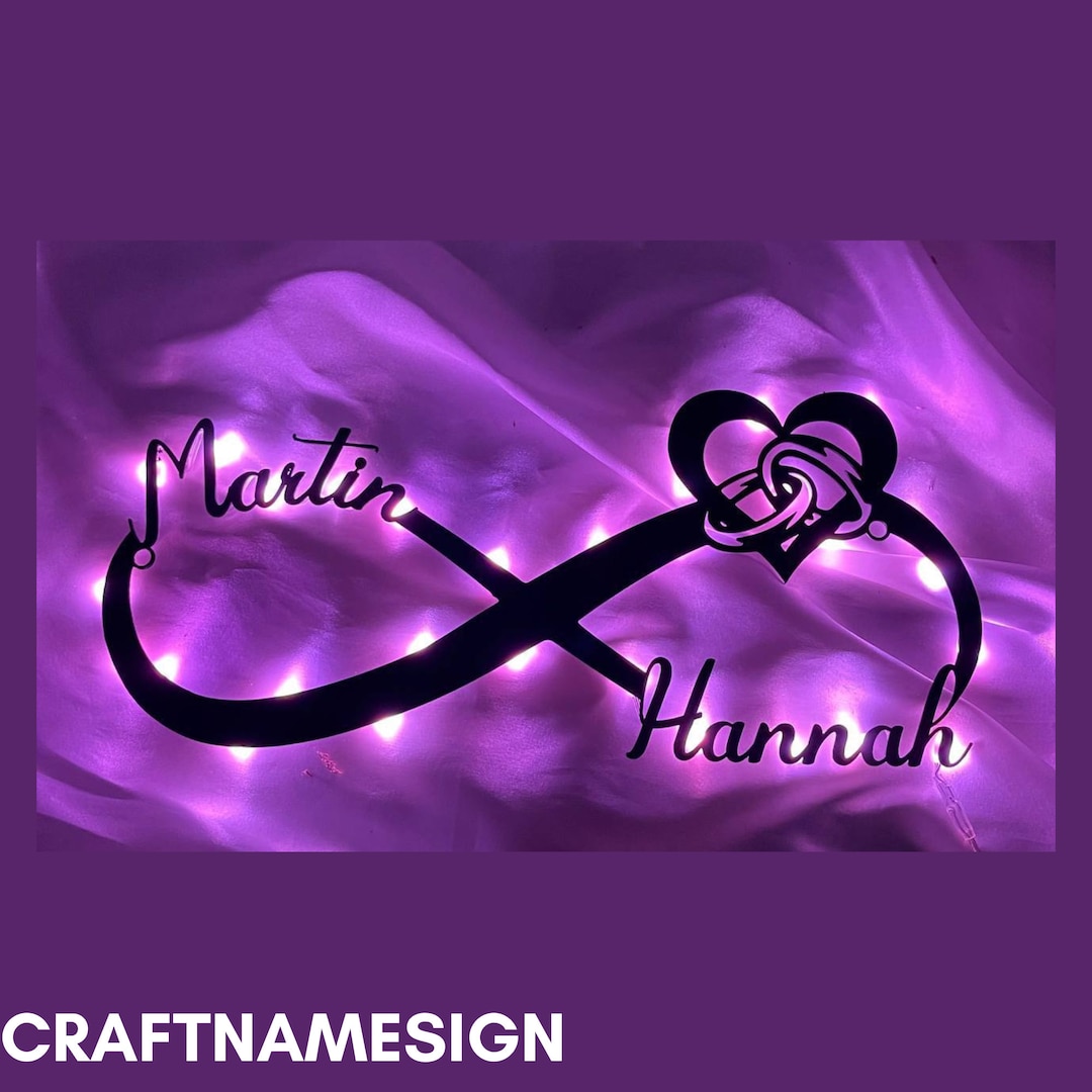 Custom Endless Love Metal Led Wall Light, Infinite Heart Metal Sign ...