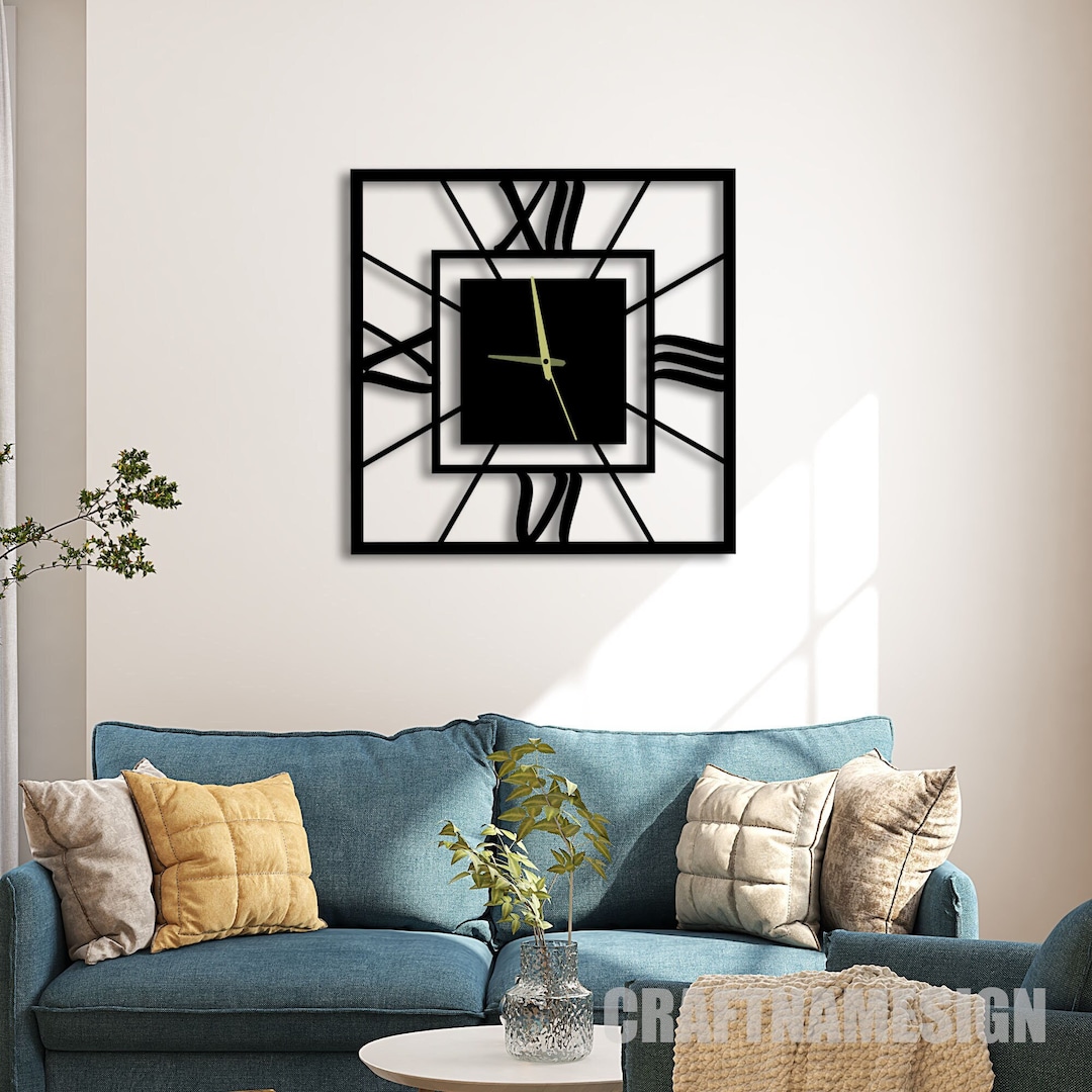 Square Metal Wall Clock With Roman Numerals, Wall Clock Unique for Home ...