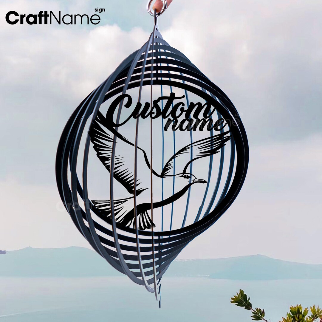 Custom Seagull Metal Wind Spinner, Personalized Seagull Bird Decor ...