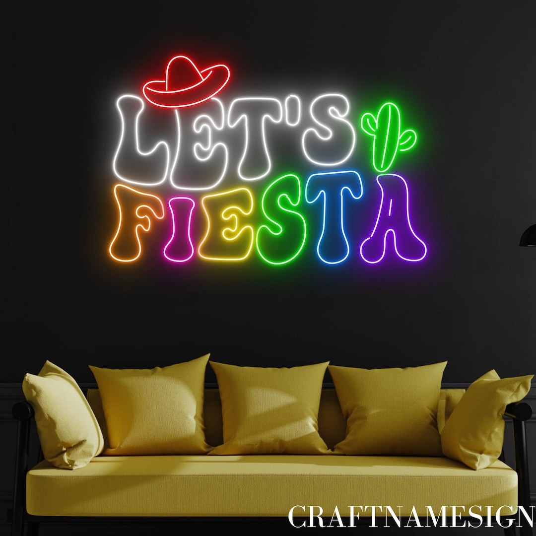 Let's Fiesta Led Sign, Fiesta Neon Sign, Custom Neon Sign, Mexican ...