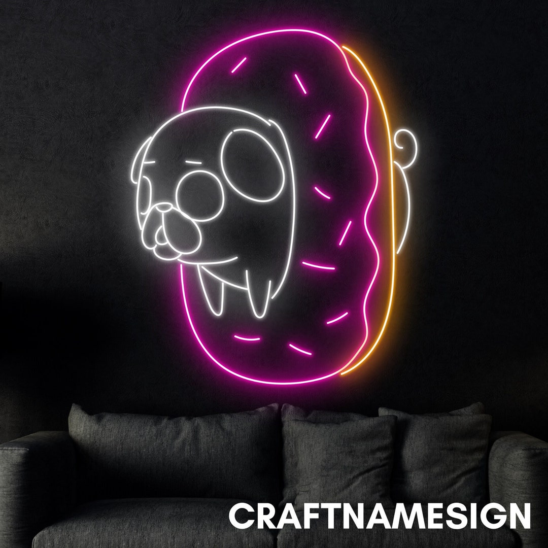 Donut Pug Led Sign, Donut Pug Neon Sign, Custom Neon Sign, Donut Store ...
