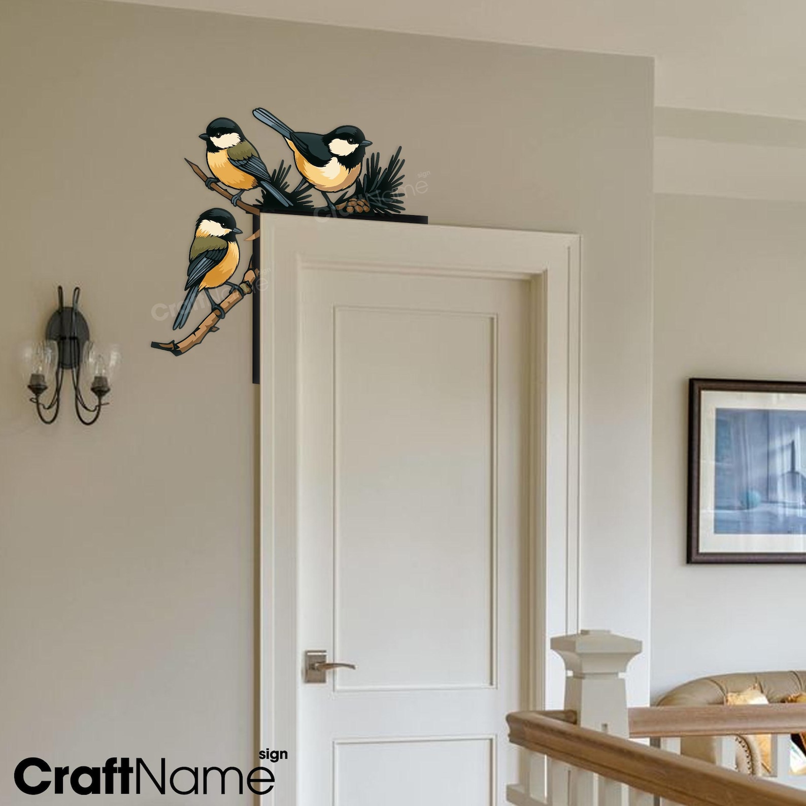 Chickadee Birds Metal Door Corner Decor, Chickadee Door Topper, Birds ...
