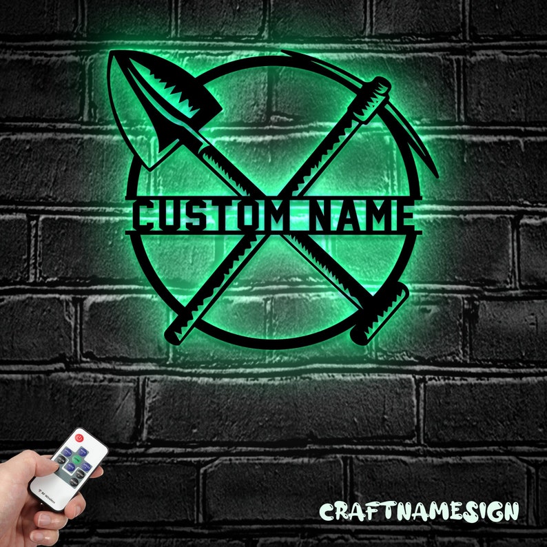 Custom Coal Mining Metal Wall Art Led Light Personalized Miner Name ...