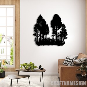 Custom Forest Metal Wall Art LED Light, Custom Metal Pine Tree Art ...