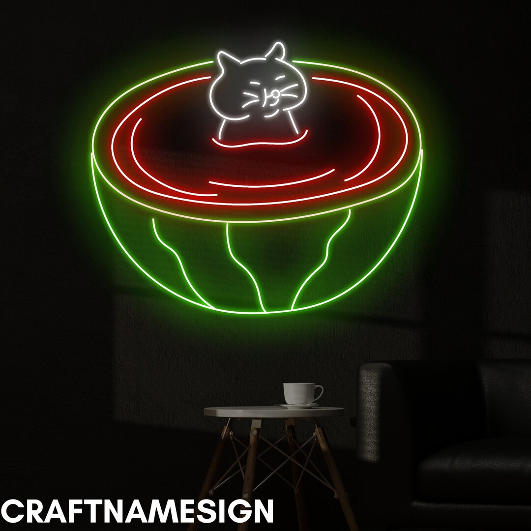 Cat Watermelon Neon Sign, Cat Watermelon Led Sign, Custom Neon Sign ...