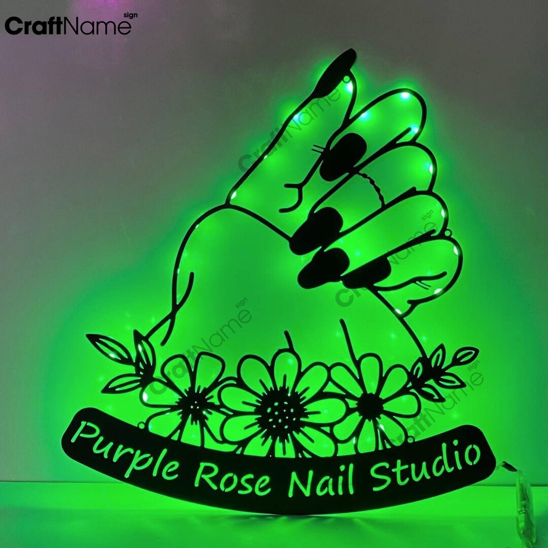 Custom Floral Hand Nails Metal Led Sign for Nails Salon Led Sign ...