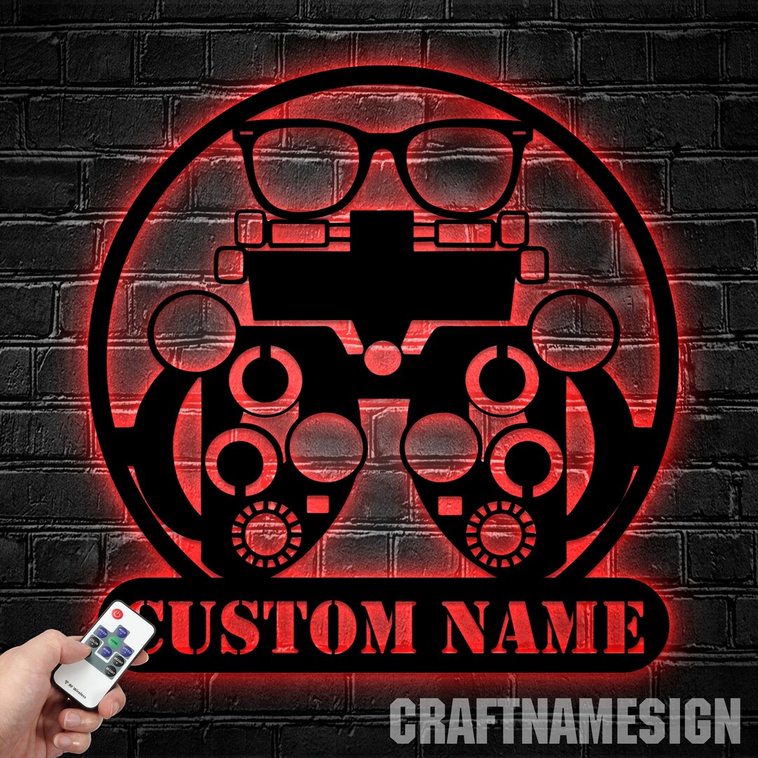 Custom Optician Metal Wall Art LED Light, Personalized Optician Name ...