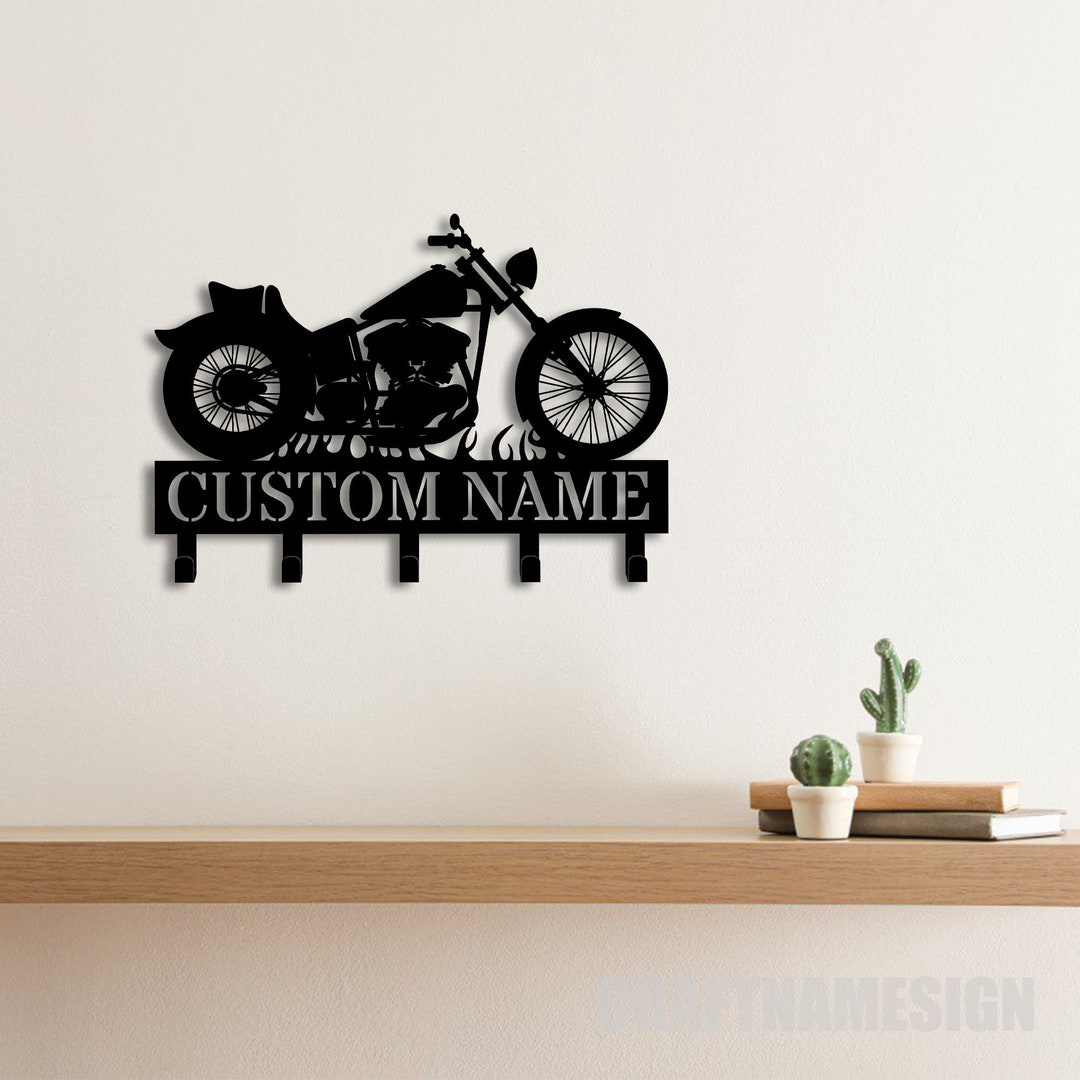 Custom Motocross Biker Metal Key Holder, Dirt Bike Decorative Key ...