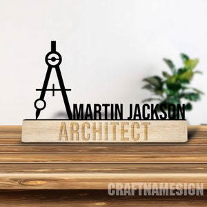 Custom Wooden Architect Desk Name Plate, Architecture Metal Nameplate ...