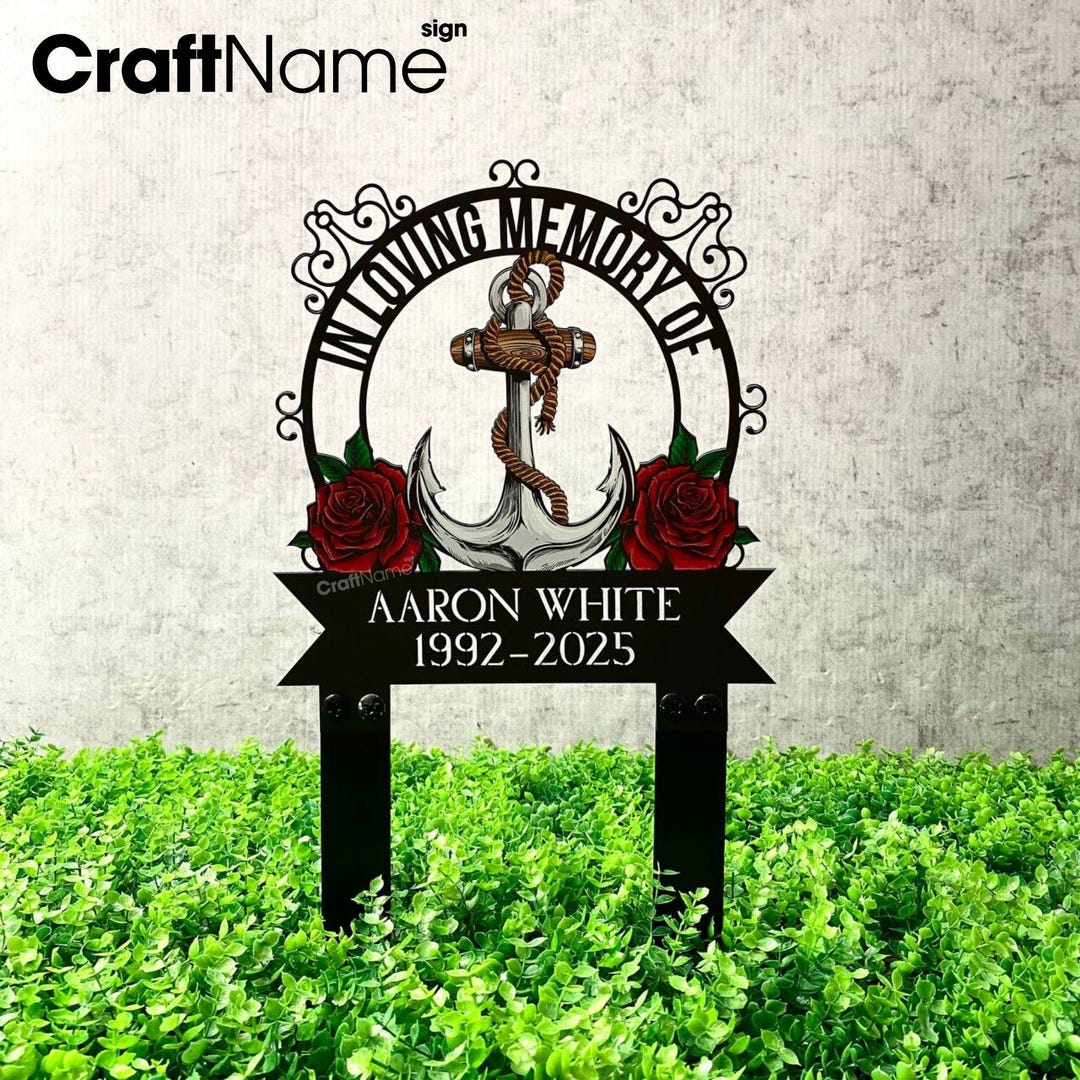 Personalized Memorial Anchor Metal Garden Stake, Dad Remembrance Plaque ...