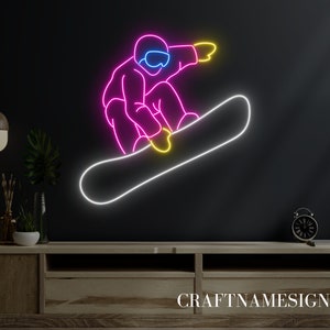 Man Skiing Neon Sign, Man Snow Skiing Led Sign, Custom Neon Sign ...