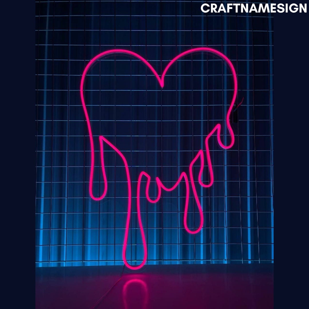 Dripping Heart Neon Sign, Dripping Heart Led Sign, Custom Neon Sign ...