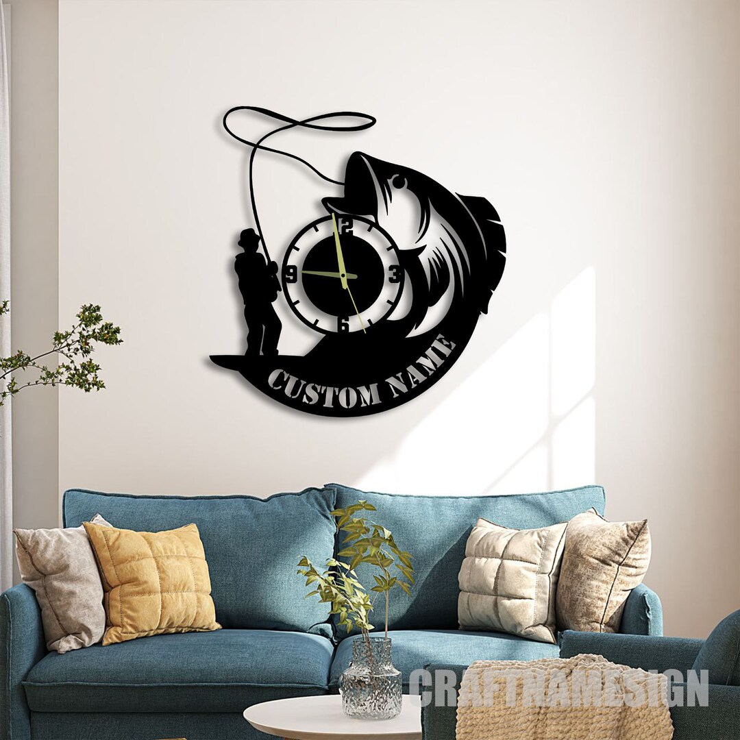 Custom Fisherman Metal Wall Clock, Wall Clock Unique for Home Decor and ...