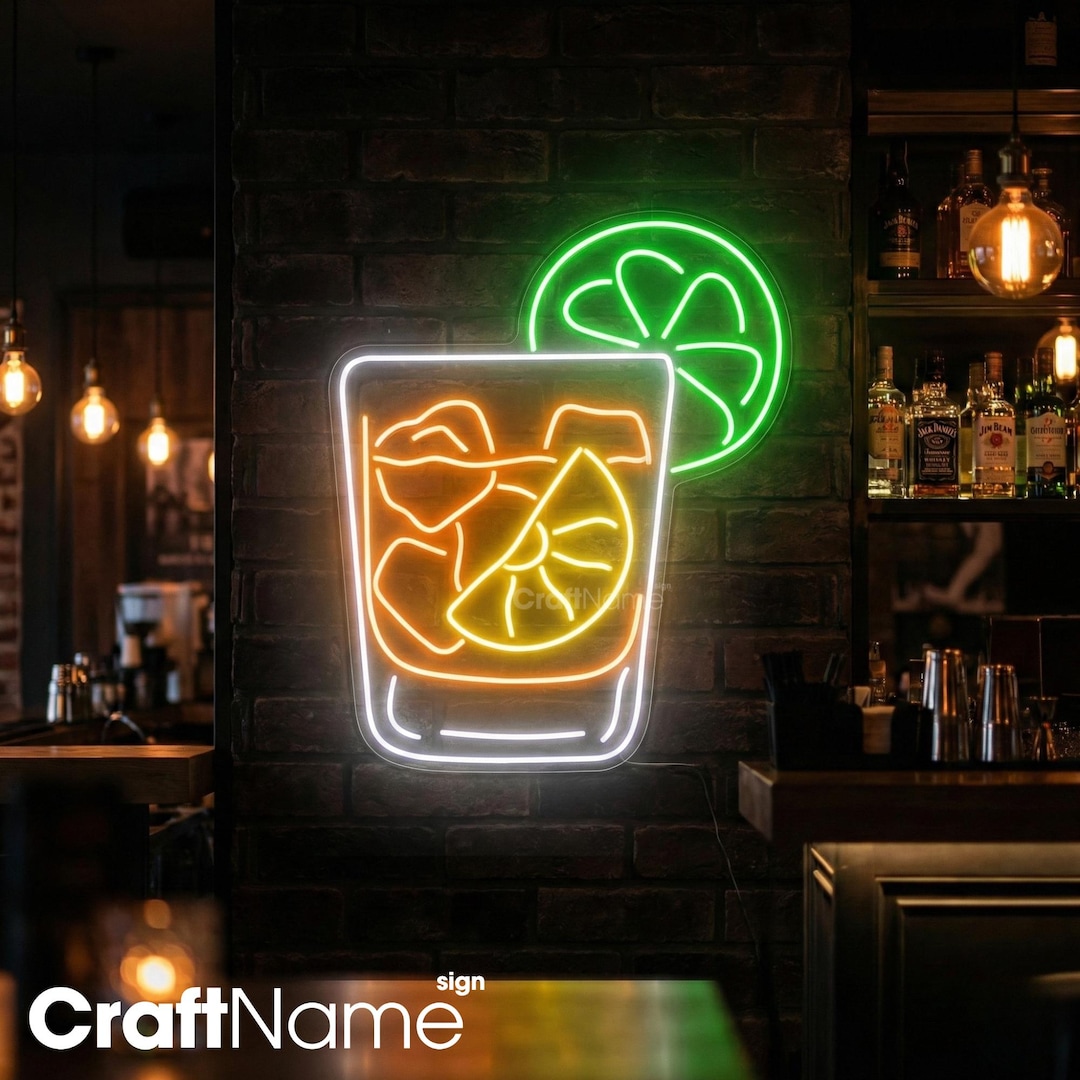 Cocktail Neon Sign, Colorful Drink Wall Art for Home Bar or Party Decor ...