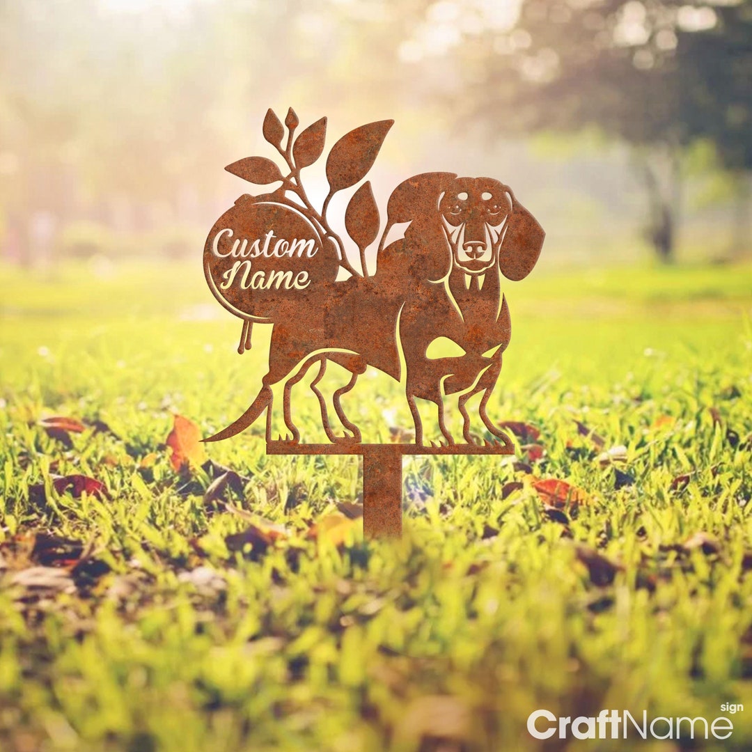 Personalized Dachshund Dog Metal Garden Stake Decor, Dog Memorial ...