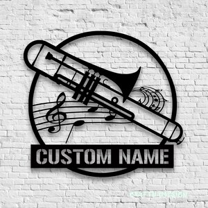 Custom Trombone Musical Instrument Metal Wall Art LED Light ...