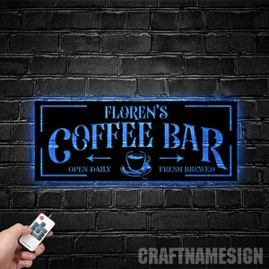 Personalized Coffee Bar Metal Name Sign, Coffee Sign, Shop Sign, Metal ...