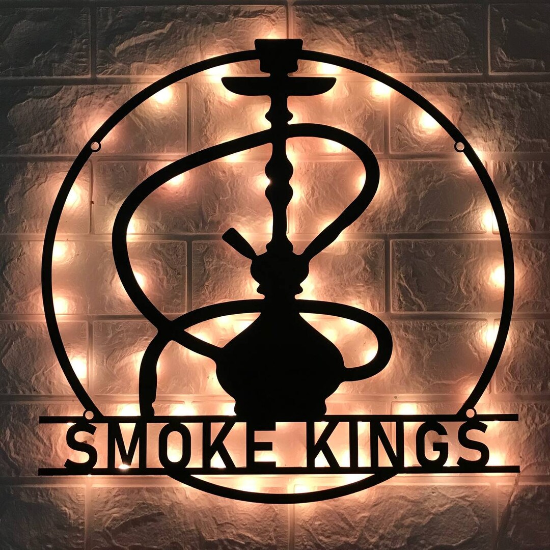 Custom Shisha Hookah Metal Wall Art LED Light |personalized Shisha Shop ...