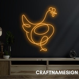 Chicken Line Neon Sign, Chicken Line Led Sign, Custom Neon Sign, Fried ...