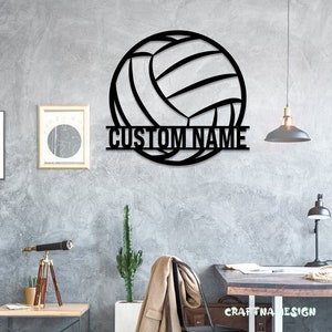 Personalized Ball Volleyball Metal Wall Art LED Light - Custom ...
