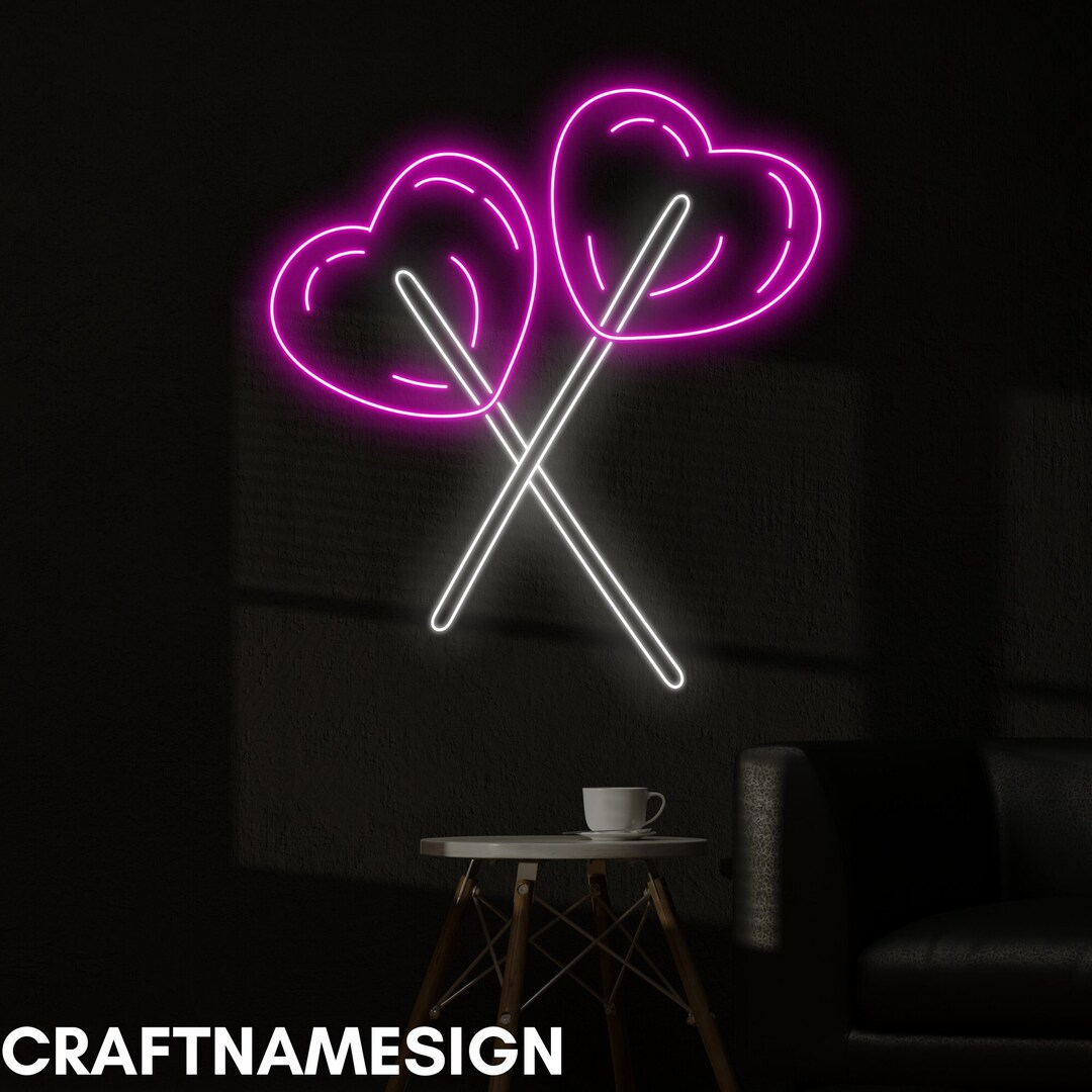 Candy Heart Neon Sign, Lollipop Candy Heart Led Sign, Custom Neon Sign ...