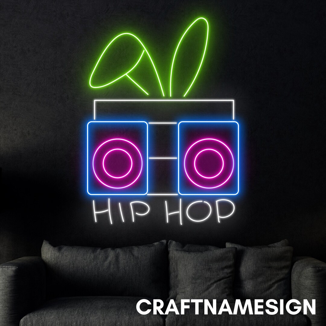 Hip Hop Bunny Easter Neon Sign, Hip Hop Led Sign, Custom Neon Sign ...