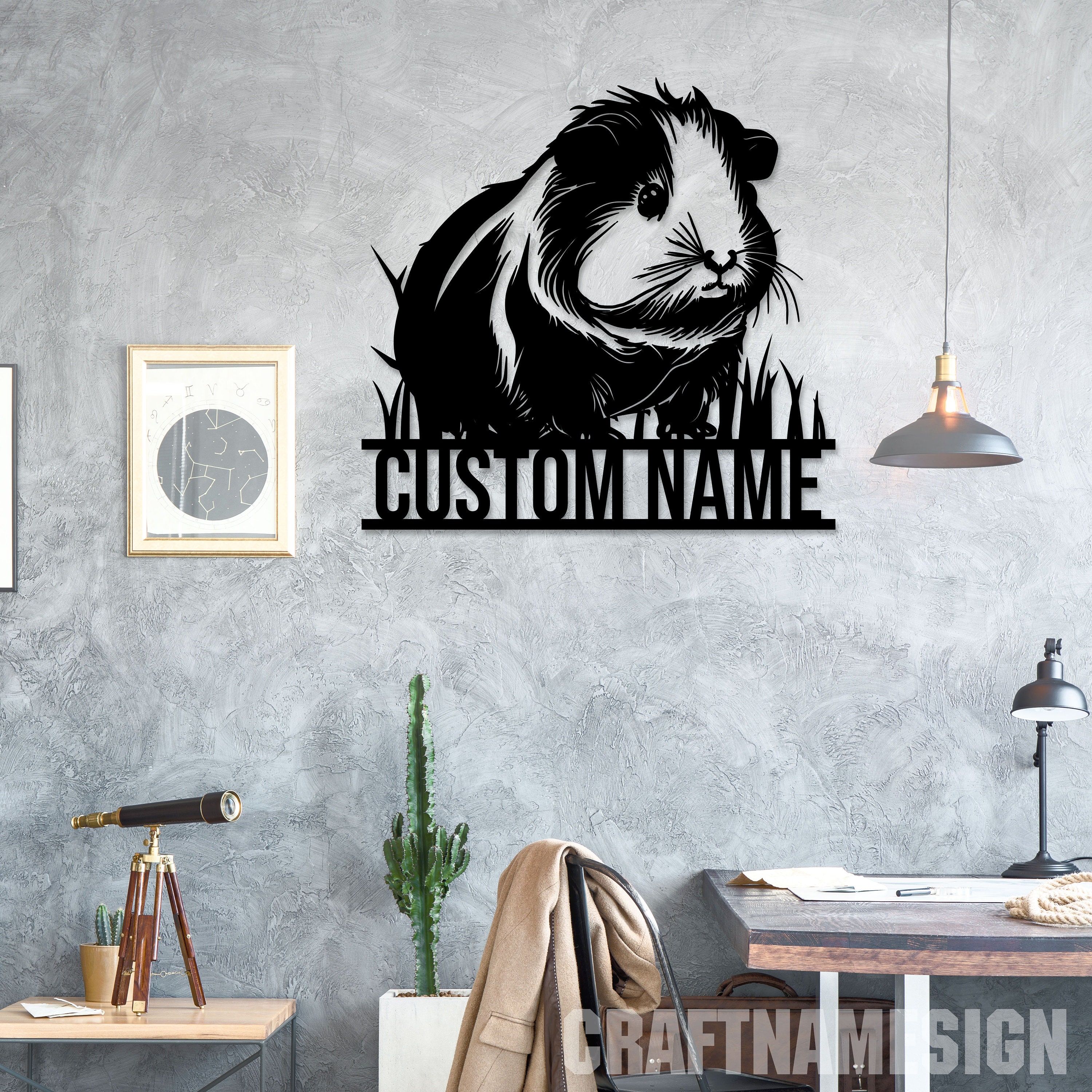 Personalized Guinea Pig Metal Wall Art LED Light, Custom Guinea Pig ...