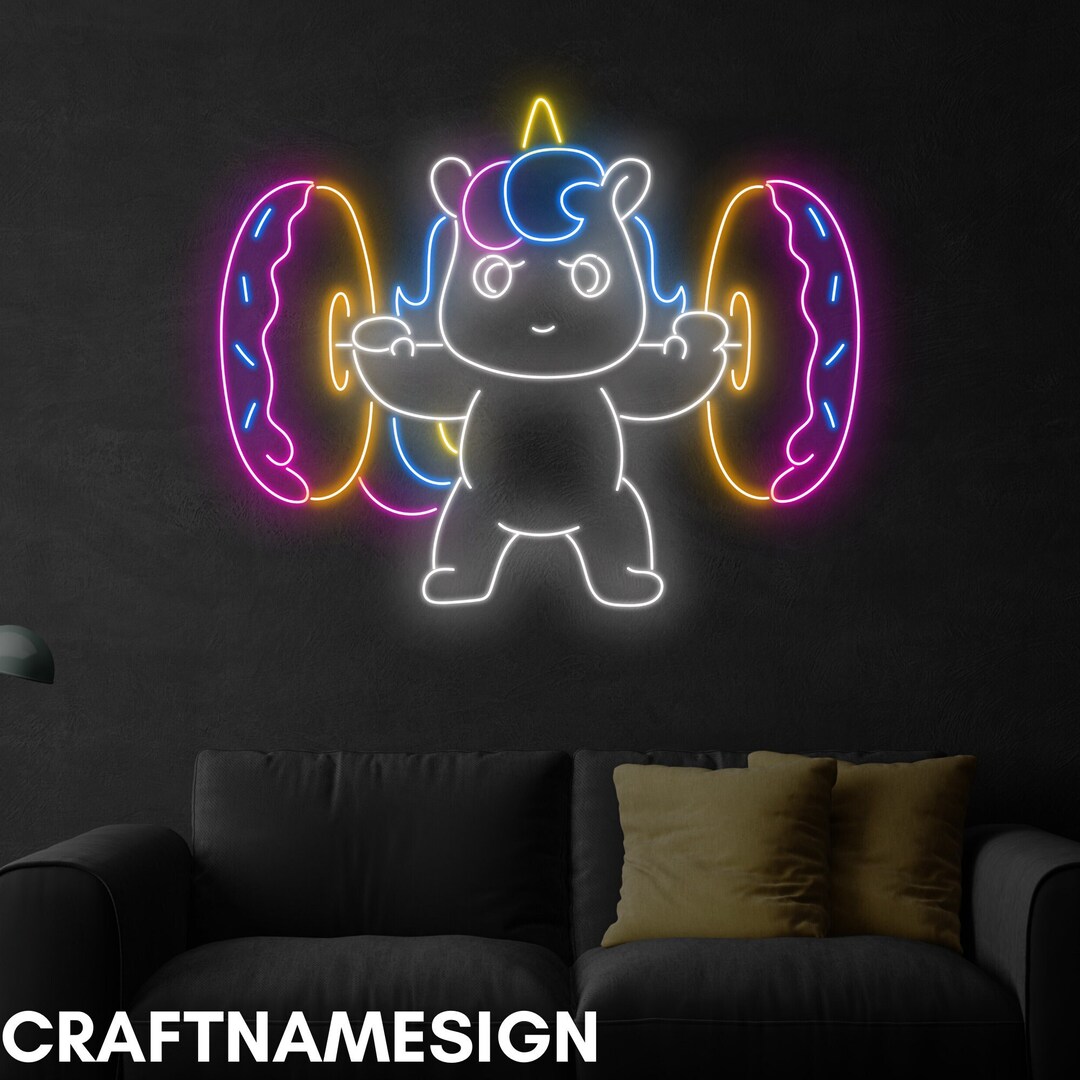 Unicorn Lifting Donut Neon Sign, Donut Led Sign, Custom Neon Sign, Donut Store Wall Decor ...